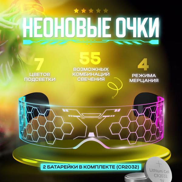 Светящиеся очки неоновые светодиодные для вечеринки и детей - купить по ...