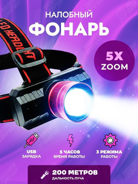 Светодиодный налобный фонарь HT-666 купить на OZON по низкой цене (1693842100)
