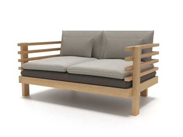 Диван садовый Soft Element Атлантик-С, двухместный, цвет Beige Brown, массив дерева, с ...