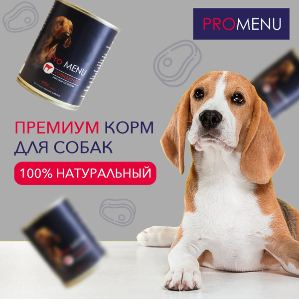 Влажный корм PROMENU для собак всех пород, Мясное ассорти с говядиной ...