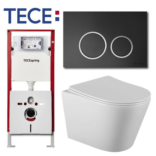 Комплект унитаза c инсталляцией TECE, направление выпуска: Горизонтальное (в стену), TECE_MONET ...