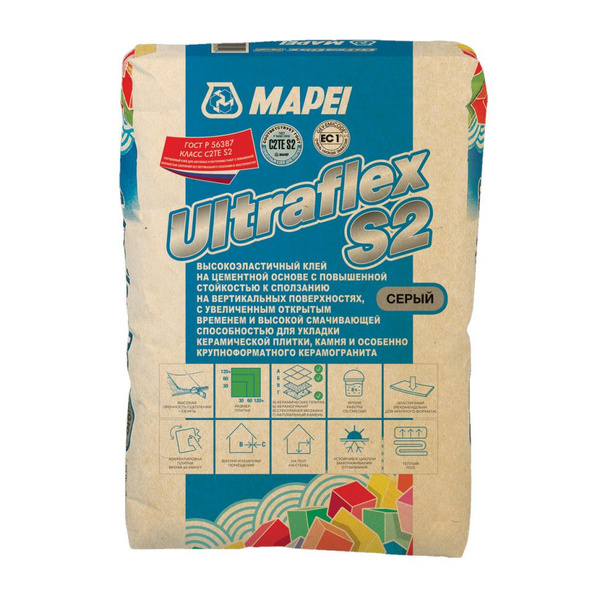 Клей для плитки Mapei S2, Морозостойкость, Влагостойкость купить по ...