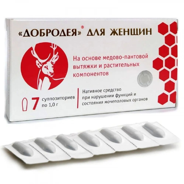 Сашера-МЕД. Добродея для женщин (свечи), 7 шт. При кандидозе, эрозии ...