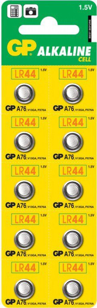 Батарейка GP /A76(F)-2C10 (LR44, 10 шт) (A76-BC10) - купить с доставкой по выгодным ценам в ...