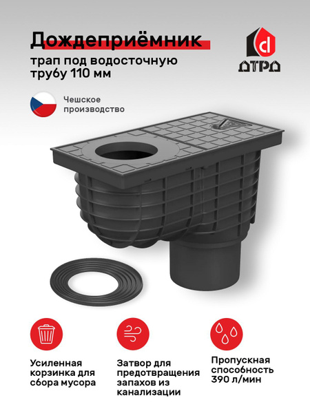 Дождеприёмник - трап под водосточную трубу 110 мм- 5 штук, с нижним ...