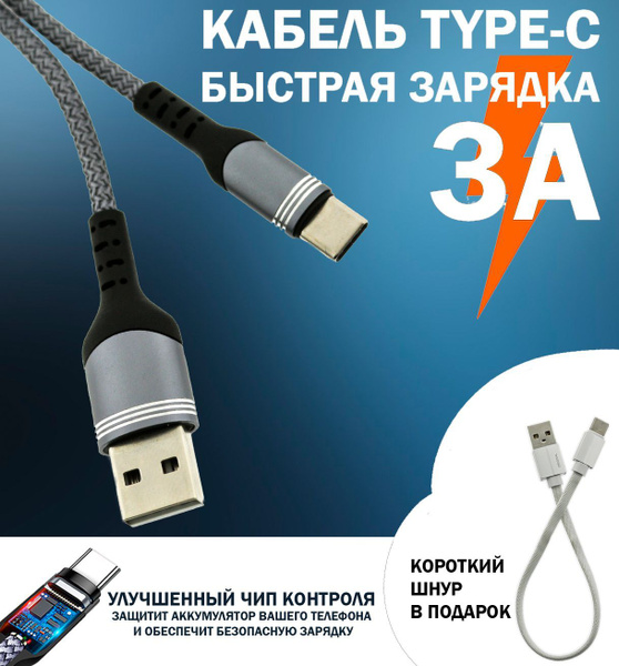Кабель USB 2.0, USB Type-C/USB Type-C Кабель USB Type-C для зарядки ...