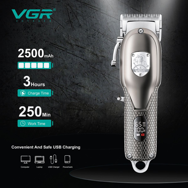 Машинка для стрижки VGR Hair Clipper V-276, серебристый - купить по ...