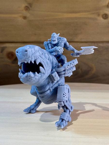 Игровая миниатюра Ork Boss, Mozrog Squigosaur 40K 90мм (Orc WarBoss на ...