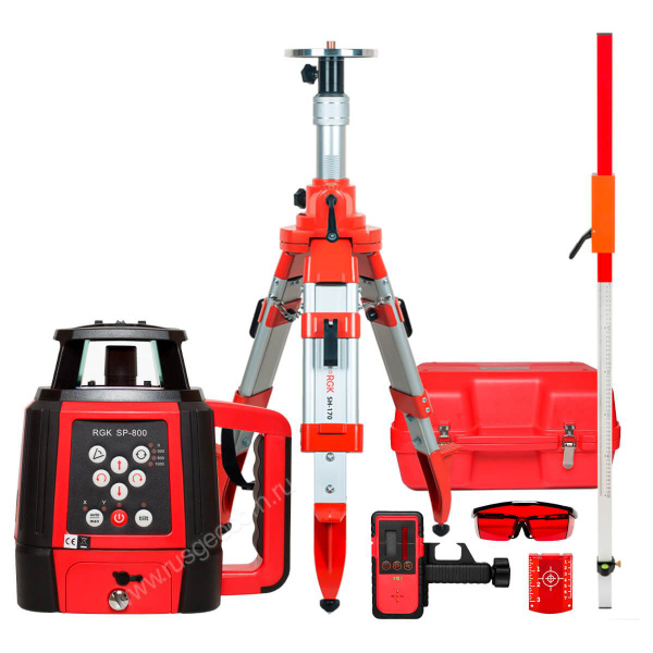Купить Комплект: ротационный нивелир RGK SP-800 + штатив RGK SH-170 + рейка RGK LR-2 по низкой ...