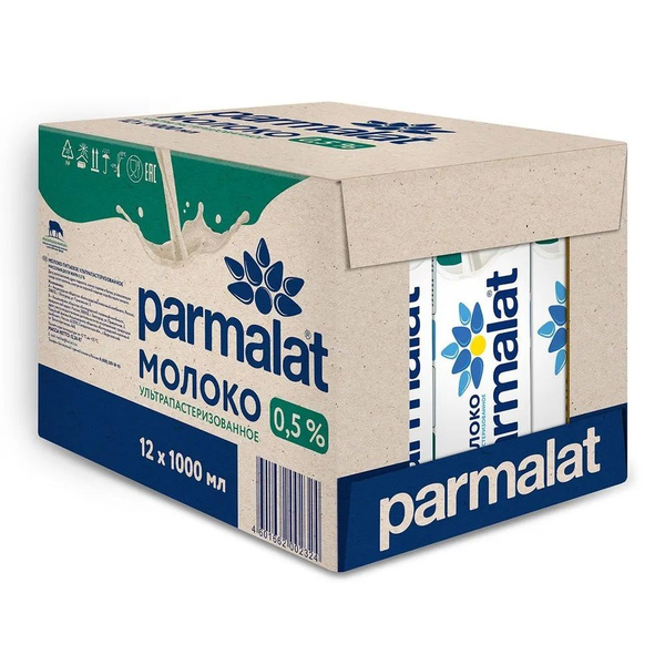 Молоко Parmalat ультрапастеризованное 0.5%, 12 шт. по 1 л - купить с ...