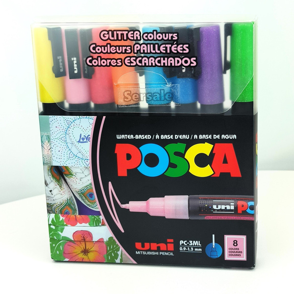 Набор маркеров POSCA PC-3ML 8 блестящих цветов, толщина 0.9-1.3 мм ...