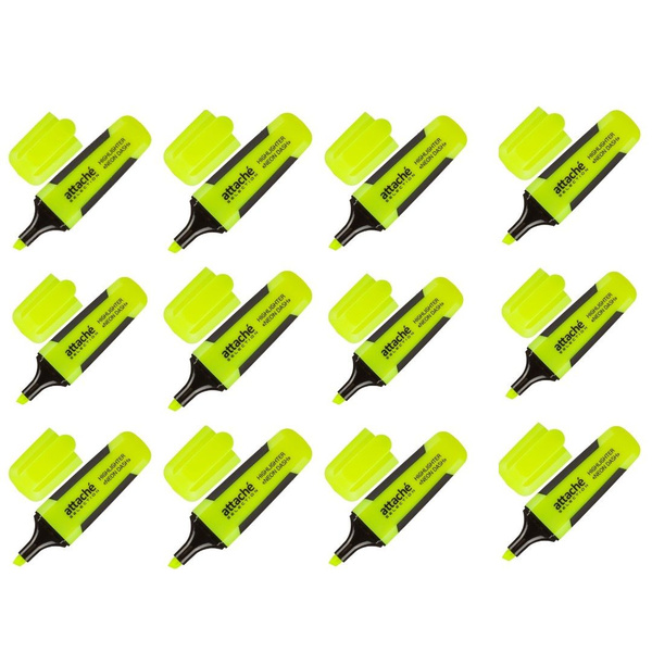 Attache Selection Маркер текстовыделитель Neon Dash, 1-5мм, желтый, 12 шт. купить на OZON по ...