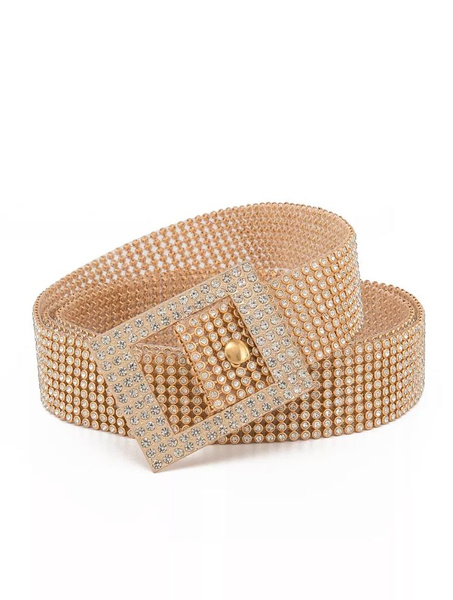 Женский ремень со стразами золотистый/Женский ремень со стразами ...