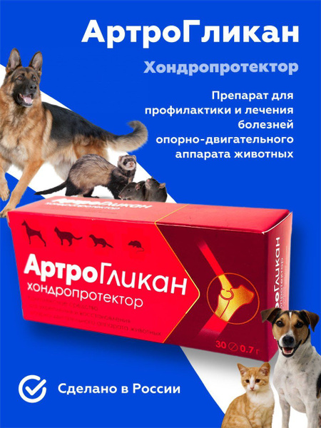 Артрогликан 1 упаковка (30табл)/Хондропротектор для собак, кошек, крыс ...