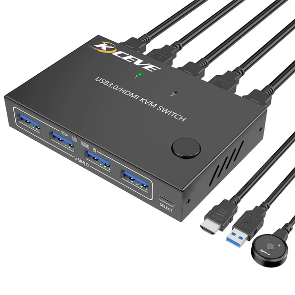 KVM-переключатель Переключатель KCEVE USB 3.0 для 2 ПК, USB ...