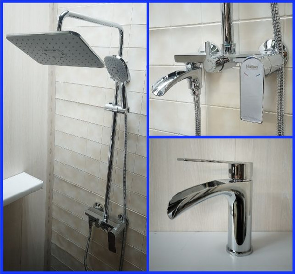 Комплект "Душевая система+смеситель для раковины" с каскадным изливом HAIBA HB23505+HB13505 ...