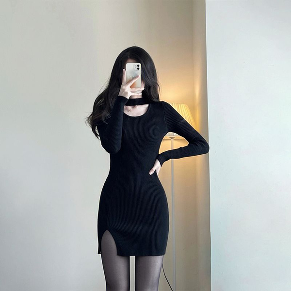 платье H&M Черное внутреннее платье с вырезом, Женский, Зима, размер 48 ...