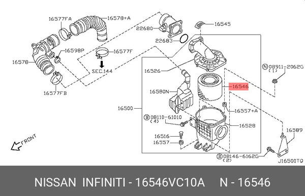Nissan Фильтр воздушный арт. 16546-VC10A, 1 шт. купить на OZON по ...