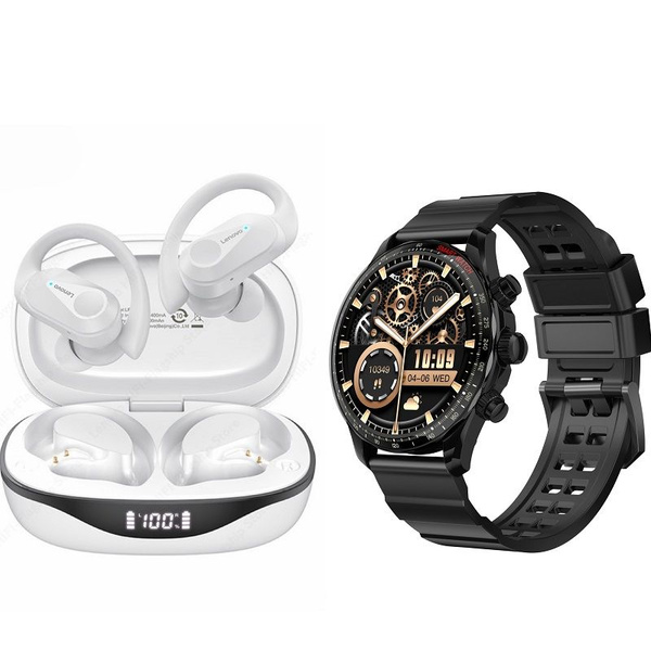 Купить смарт-часы Lenovo Y99 Watch-Black+LP75-White, экран 1.28 ...