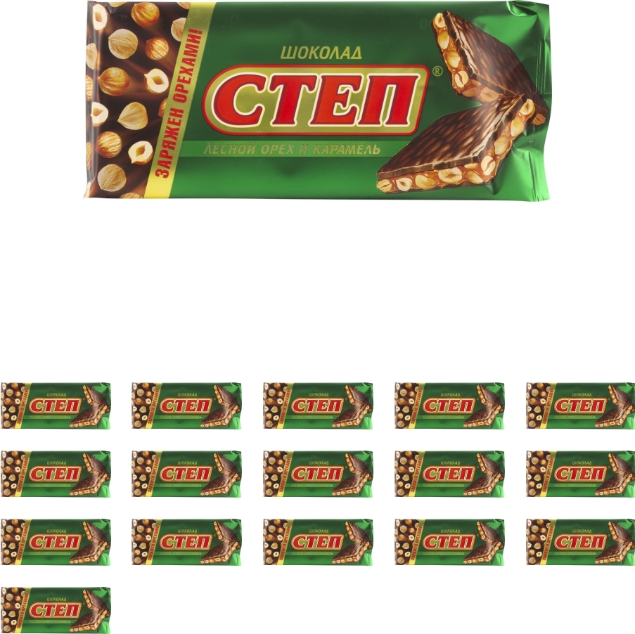 Шоколад Степ молочный с лесным орехом и карамелью 100 г (комплект из 16 ...