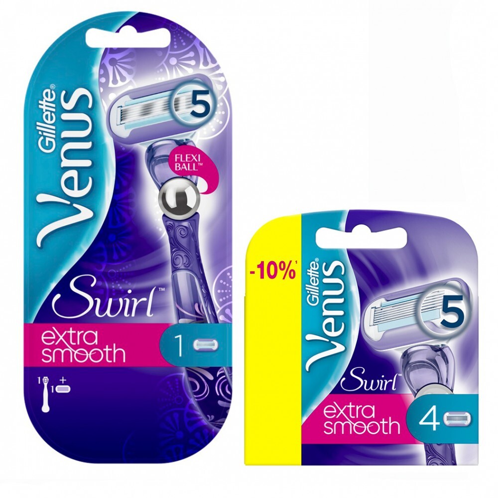Venus Набор Gillette Venus: Extra Smooth Swirl + 4 кассеты Swirl ...