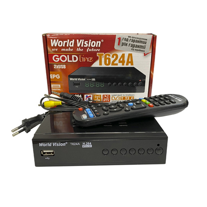 ТВ-тюнер, ТВ ресивер World Vision T624A обучаемый пульт, черный купить ...