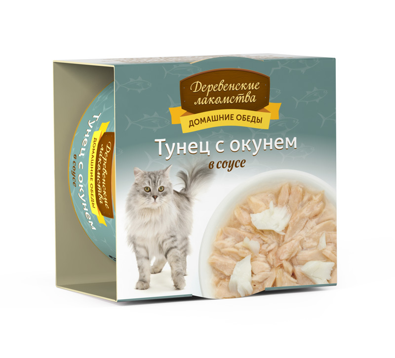 Деревенские Лакомства Домашние Обеды для кошек с тунцом и окунем в ...