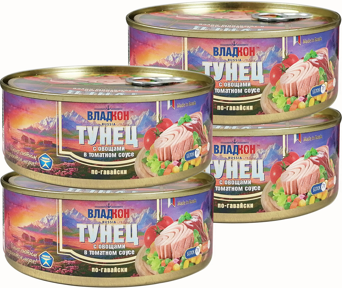 Консервы рыбные - Тунец с овощами "Владкон" в томатном соусе по ...