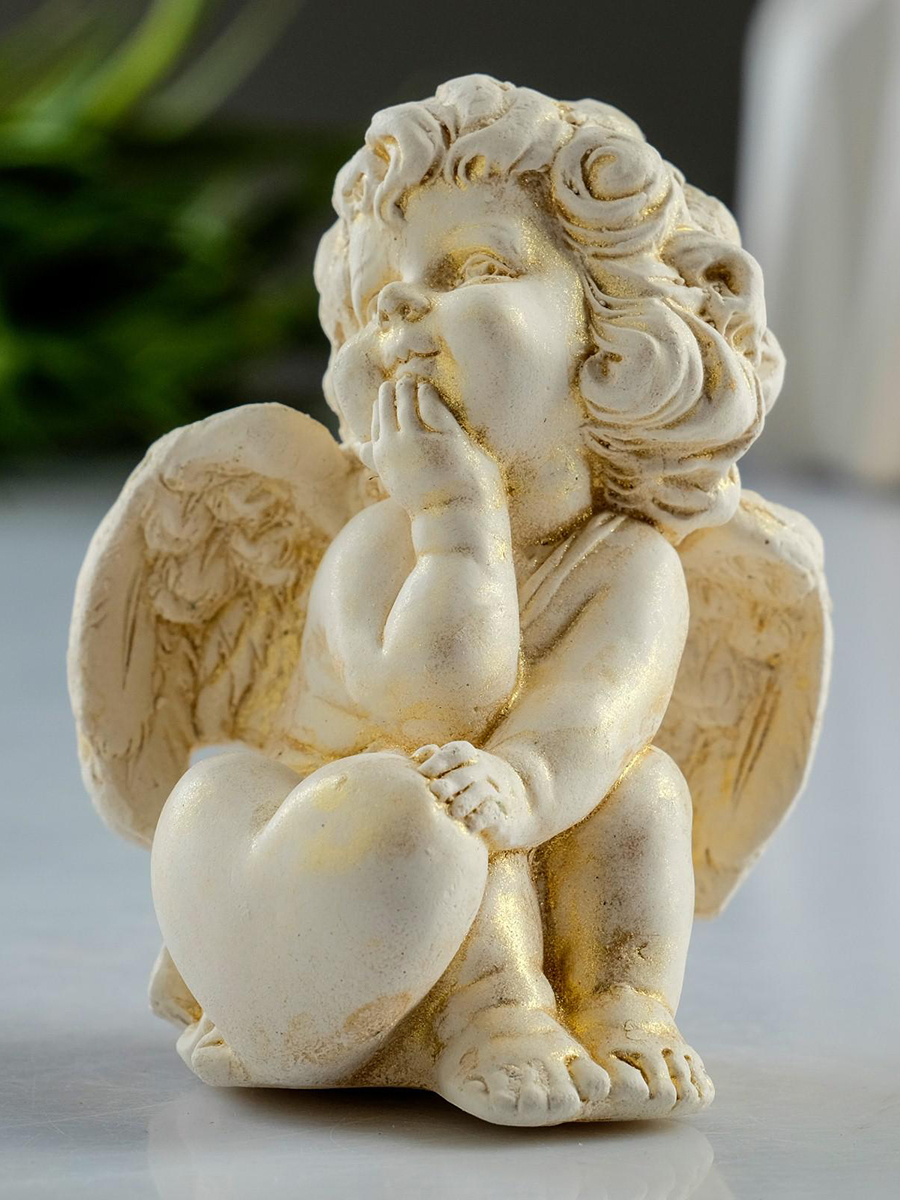 Статуэтка "Ангел с сердцем" позолота, 8 см/ Фигурка декоративная ...