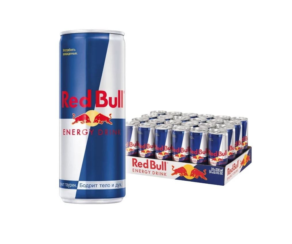 РедБулл ( Red Bull ) энергетический напиток 0,25 мл, упаковка 24 шт ...