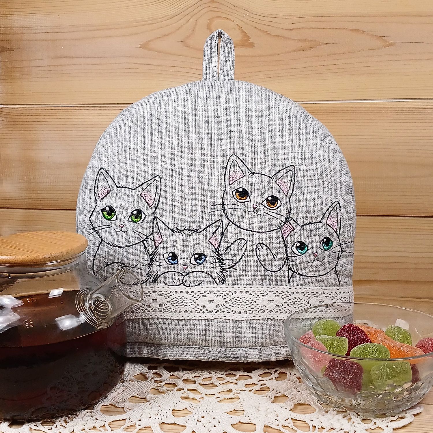 Грелка на чайник, 25x29, 1 шт, серый, Хлопок, Рогожка купить c доставкой на OZON по низкой цене ...