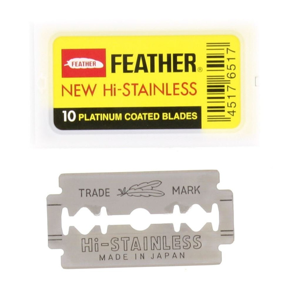 FEATHER ЖЕЛТАЯ УПАКОВКА лезвия для классического Т-образного станка для ...