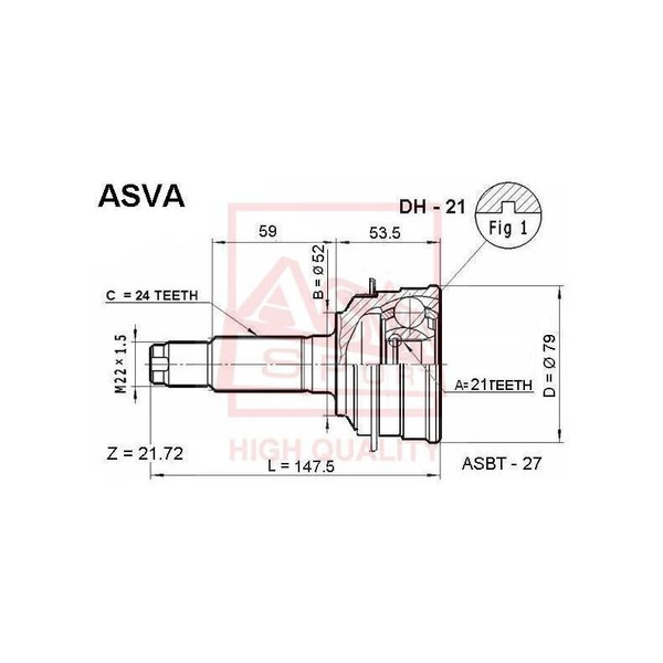 Шрус Наружный Daihatsu Charade G200 AtMt Asva Dh21 - ASVA арт. DH21 ...