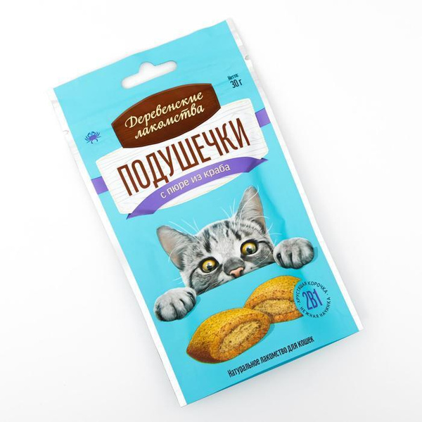 Подушечки с пюре "Деревенские лакомства" д/кошек, краб, 30 г - купить с ...
