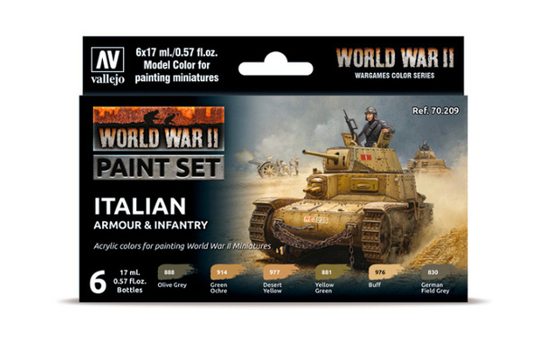 Набор красок Vallejo MODEL COLOR SET: WWII ITALIAN ARMOUR & INFANTRY (6 ...