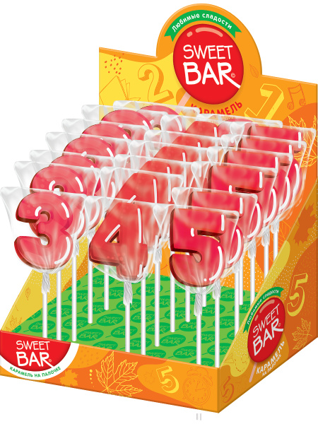 Конфитрейд Карамель SWEET BAR на палочке Цифры, 20 шт по 20г - купить с ...