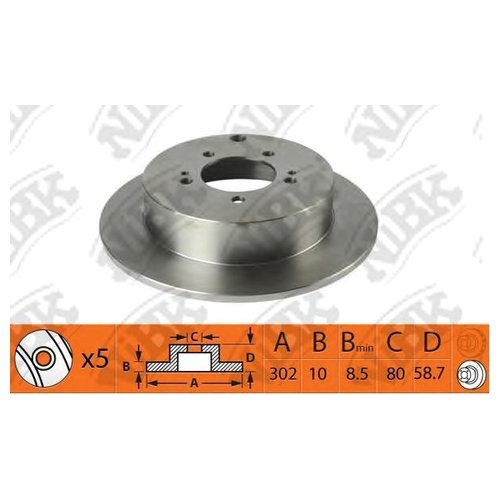 Тормозной диск задний Nibk RN1404 для Citroen C-Crosser; Mitsubishi ...