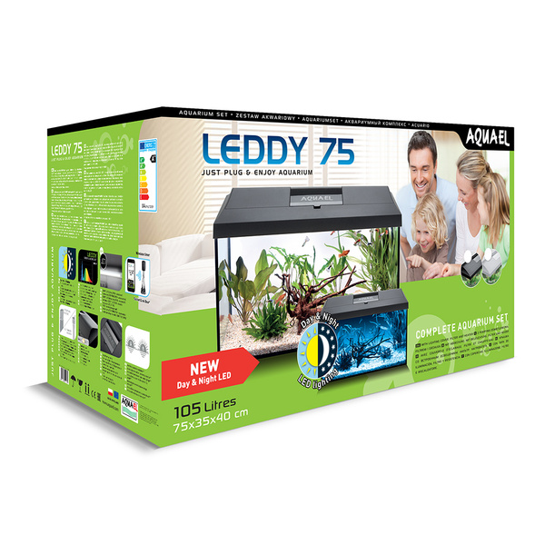 Аквариум LEDDY SET PLUS D&N 75 прямой / черный (105 л) (LT 14W D&N ...