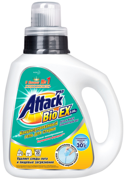 Гель для стирки Attack Bio Ex концентрат, 880г - купить с доставкой по выгодным ценам в интернет ...