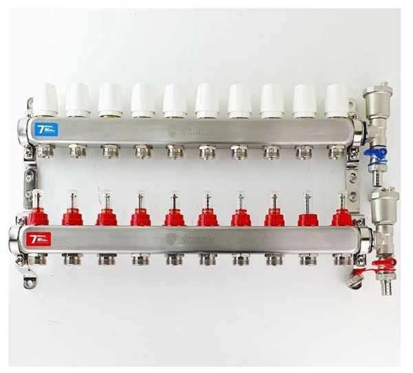 Коллектор с расходомером из нержавеющей стали 1"х3/4" 10 выходов VIEIR VR113-10А купить на OZON ...
