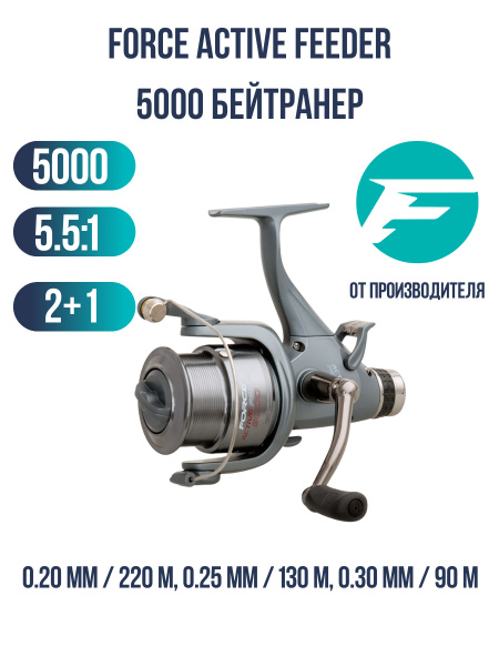 Катушка Flagman Force Active Feeder 5000 New, С байтраннером, 5000, Задний фрикцион купить c ...