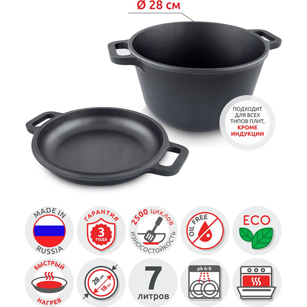 Казан для плова с крышкой сковородой 2 в 1. 7 л - купить по выгодной ...