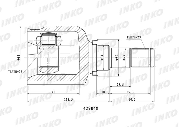 Шрус внутренний 23 23 перед лев INKO 429048 - INKO арт. 429048 - купить ...