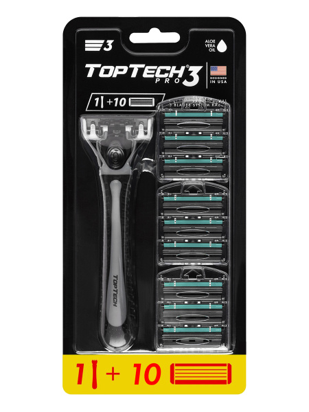 Бритва TopTech Pro 3 + 10 сменных кассет, США. Бритвенный набор. - купить с доставкой по ...