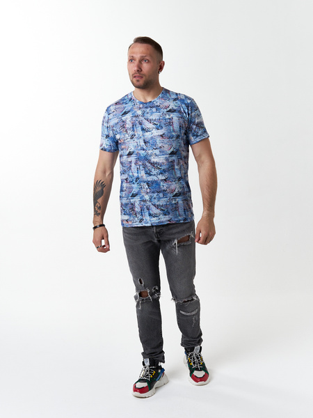 Футболка MARCO ROS, размер 44, цвет голубой, 95% - хлопок; 5% - лайкра ...