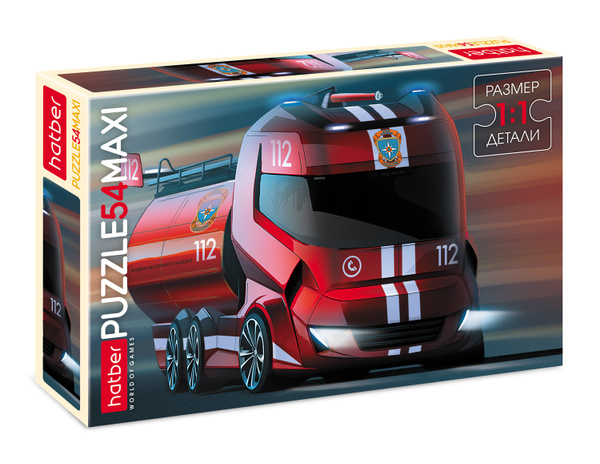 Пазл Hatber MAXI 54 элемента -Пожарная машина- - купить с доставкой по выгодным ценам в интернет ...