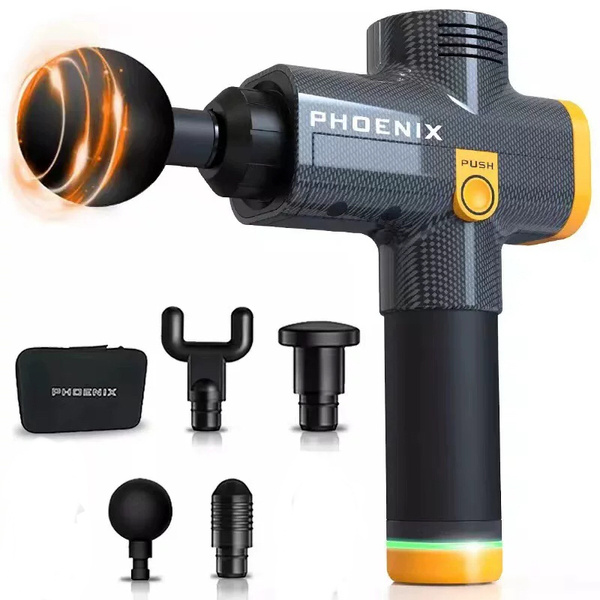 Перкуссионный вибро массажер Phoenix А2, 2500 mAh, 4 насадки, кейс, для ...