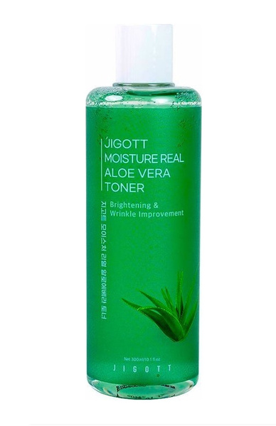 Jigott , Тонер для лица увлажняющий с алоэ Moisture Real Aloe Vera ...