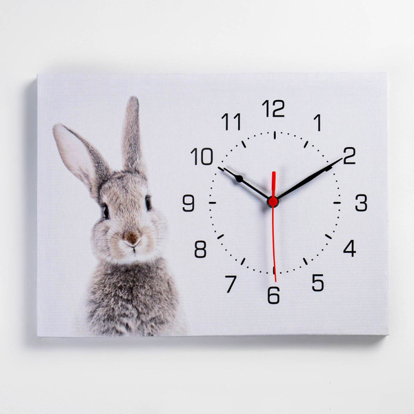 Часы картина настенные Заяц плавный ход 30 40 см купить по низкой цене в интернет магазине