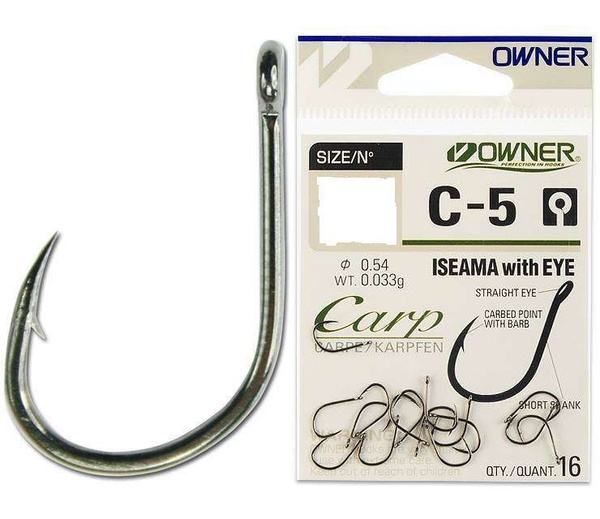 Крючки OWNER карповые 53265 C-5 ISEAMA WITH EYE № 14 16шт - купить с ...
